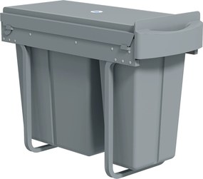 HOMCOM Vysunovací odpadkový koš, kuchyňský koš s 2 vyjímatelnými nádobami, rukojeť, 30 litrů (20 L + 10 L), kov, šedá