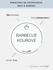 Samolepka na kořenky BARBECUE KOUŘOVÉ bílá 5 cm základní písmo