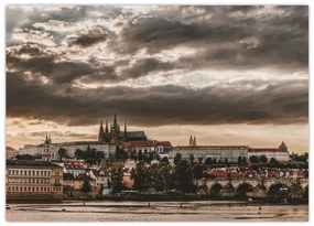 Skleněný obraz - zamračená Praha (70x50 cm)