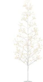 HOMCOM Umělý vánoční stromek 180 cm s 384 teplobílými LED světly, flexibilní větve, ocelový podstavec, bílý