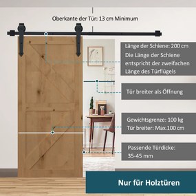 Sada posuvných dveří, rustikální design, uhlíková ocel, nosnost až 100 kg na panel