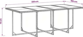 9dílný zahradní jídelní set s poduškami šedý polyratan 3211460