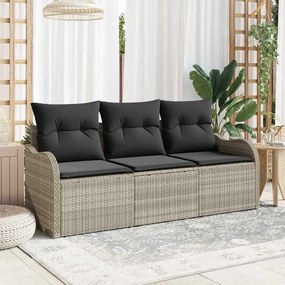 Sada zahradních pohovek 3 ks Světle šedá Poly ratan 3354231