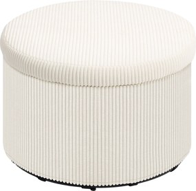 HOMCOM Úložný Ottomanský Sedák s Víkem, Kulatý Polstrovaný Podnožník s Vzhledem Kordu pro Obývací Pokoj, Ložnici 60 x 60 x 41 cm Bežová | Aosom