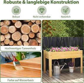 Costway Vyvýšený záhon dřevěný vyvýšený zahradní záhon truhlík s drenážními