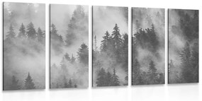 5-dílný obraz hory v mlze v černobílém provedení Varianta: 200x100