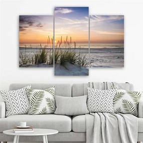 Obraz na plátně třídílný Západ slunce na pláži - 150x100 cm