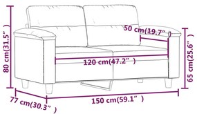 2místná pohovka světle šedá 120 cm tkanina z mikrovlákna - Default Title