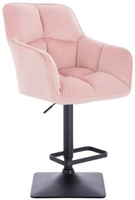 LuxuryForm Barová židle AMALFI VELUR na černé hranaté podstavě - růžová