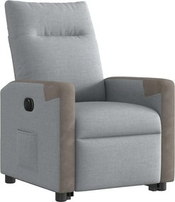 Elektrické zvedací polohovací křeslo světle šedé textil 3324100