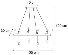 Venkovská závěsná lampa dřevo 4-světlo - Scala