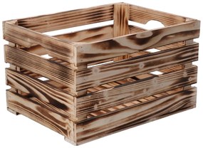 ČistéDřevo Opálená dřevěná bedýnka 40 x 30 x 24 cm