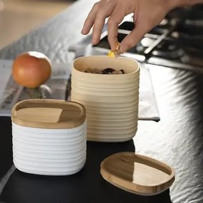 Guzzini TIERRA S bílá / Dóza na potraviny / Recyklovaný plast / Bambus