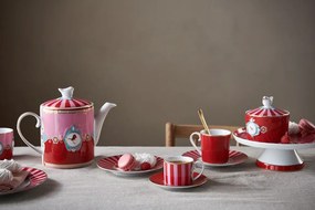 Pip Studio Love Birds čajová konvice 1,3l, červeno-růžová (čajová konvice 1,3litru)
