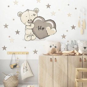 INSPIO Dětská samolepka na zeď - Plyšový medvídek se jménem