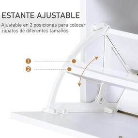 HOMCOM Botník s 3 šuplíky, skleněnou policí a hliníkovými úchyty pro předsíň, nosnost 50 kg, 60x24x105,5 cm, bílý