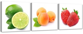 Gario Sada obrazů na plátně Šťavnaté ovoce - 3 dílná Rozměry: 90 x 30 cm