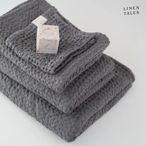 Tmavě šedé ručníky a osušky v sadě 3 ks Honeycomb – Linen Tales