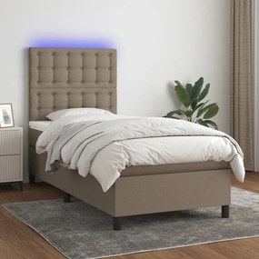 Box spring postel s matrací a LED taupe 100x200 cm textil 3135177