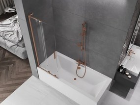 Mexen Velar L, 2-křídlová posuvná vanová zástěna 70 x 150 cm, 8mm čiré sklo, měděná matná, 896-070-003-01-65