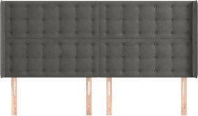 Čelo postele typu ušák tmavě šedé 183x16x118/128 cm samet 3120075