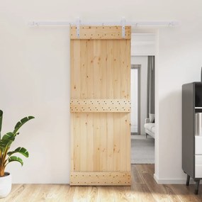 Posuvné Dveře S Kováním 80 X 210 Cm Masivní Borové Dřevo
