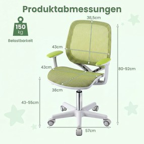 Costway Výškově nastavitelná dětská otočná židle s brzdou, ergonomická psací