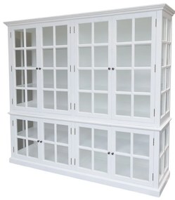 Bílá antik dřevěná knihovna / vitrína s policemi Marseille - 220*55*195cm