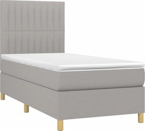 Box spring postel s matrací světle šedý 100 x 200 cm textil 3142473