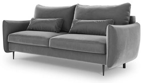 Šedá sametová rozkládací/s úložným prostorem pohovka 222 cm Vermont - II. jakost – Cosmopolitan Design