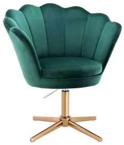 LuxuryForm DESIGN Otočné křeslo FREY VELUR na zlatém kříži - zelené
