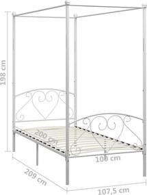 vidaXL Rám postele s nebesy kovový 100 x 200 cm [284427] Barva: Bílá