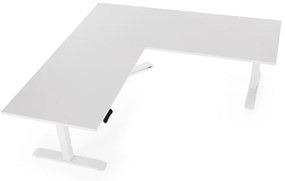 Výškově nastavitelný stůl OfficeTech Angle, 180 x 200 cm, bílá podnož, světle šedá
