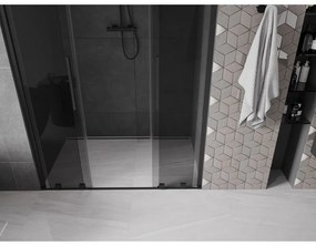Mexen Velar Duo, posuvné sprchové dveře do otvoru 140 cm, 8mm šedé sklo, černá matná, 871-140-000-42-70
