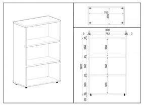Střední skříň SimpleOffice 80 x 40 x 120 cm