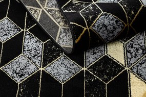 Dywany Łuszczów Běhoun Gloss 400B 86 3D geometric black/gold ROZMĚR: 80x250