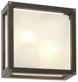 REDO Group 9892 Brick Glass venkovní antracitové nástěnné/stropní svítidlo 2xE27, rozměr 25x25cm IP54