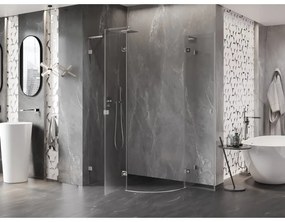 Mexen Lunar, L půlkruhový sprchový kout naklápěcí doleva 100 x 80 cm, 8mm čiré sklo, ocelový profil, 833L-100L-080P-97-00