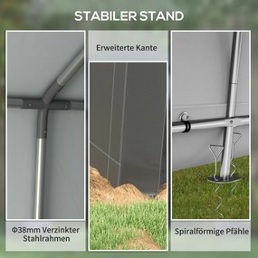 Outsunny garážový stan, 2,1 x 3,6 x 2,35 m, skladovací stan s UV ochranou, dveře na zip, voděodolná fólie, garáž na motorku, zahradní nářadí, tmavě š…