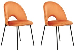 Sada 2 sametových jídelních židlí oranžové COVELO Beliani