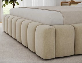 Béžová čalouněná dvoulůžková postel s úložným prostorem s roštem 180x200 cm Lamica – ELTAP