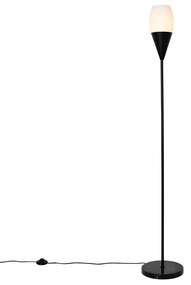 Moderní stojací lampa černá s opálovým sklem - Drop