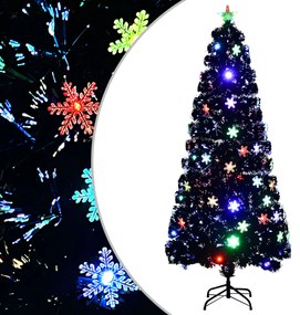 Vánoční strom s LED vločkami černý 180 cm optické vlákno,  328463 HangarStore.cz
