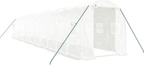 Skleník s ocelovým rámem bílý 24 m² 12 x 2 x 2 m 3188032