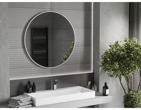 Mexen Loft, kulaté koupelnové zrcadlo 90 cm, barva rámu bílá, 9850-090-090-000-20