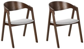 Sada 2 jídelních židlí tmavé dřevo/šedé YUBA Beliani