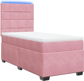 Box spring postel s matrací růžová 80 x 200 cm samet 3293067