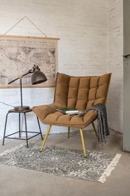 Šedo-zelený bavlněný koberec s ornamenty a třásněmi - 70*120 cm