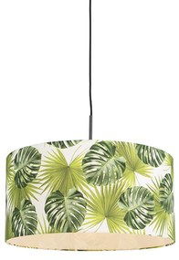 Botanická závěsná lampa černá s odstínem Leaf 50cm - Combi 1