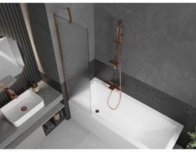 Mexen Next, vanová zástěna 1-křídlová 50 x 150 cm, fixní křídlo, 6 mm sklo s pruhy, růžové zlato profil, 895-050-000-00-09-60